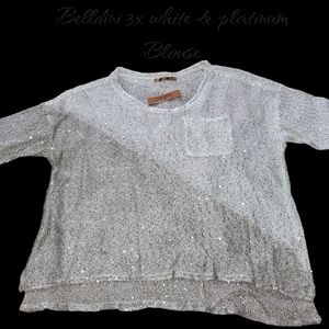Belldini | Tops | Belldini White And Platinum Blouse | Poshmark